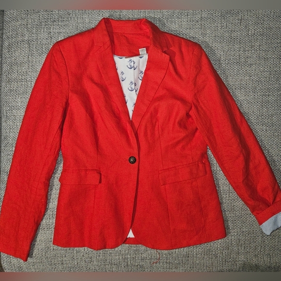 Kenar | Jackets & Coats | Red Linen Kenar Blazer Size M | Poshmark